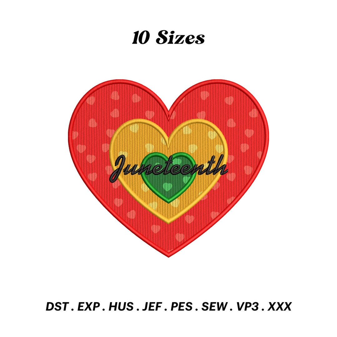 Juneteenth Heart Applique Embroidery Design, Juneteenth Love Applique ...