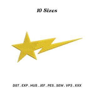 Lightning Star Embroidery Design, Shooting Star Pattern, Bolt Star ...