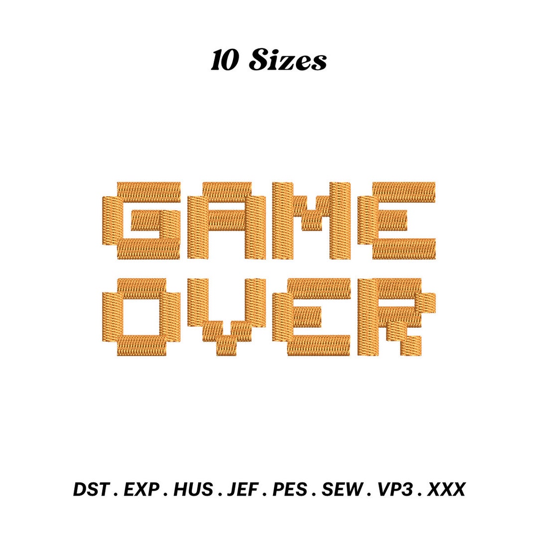 Game Over Embroidery Design, Video Game Player Pattern, Pixel ...