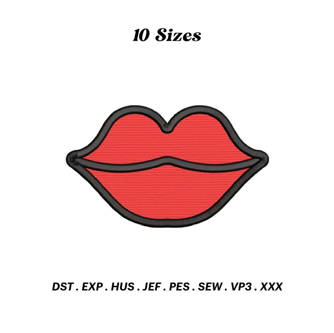 Women Lips Applique Embroidery Design, Lipstick Embroidery Design, Lips ...