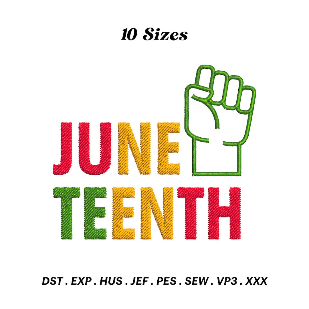 Juneteenth Raised Fist Embroidery Design: Black History Month (digital ...