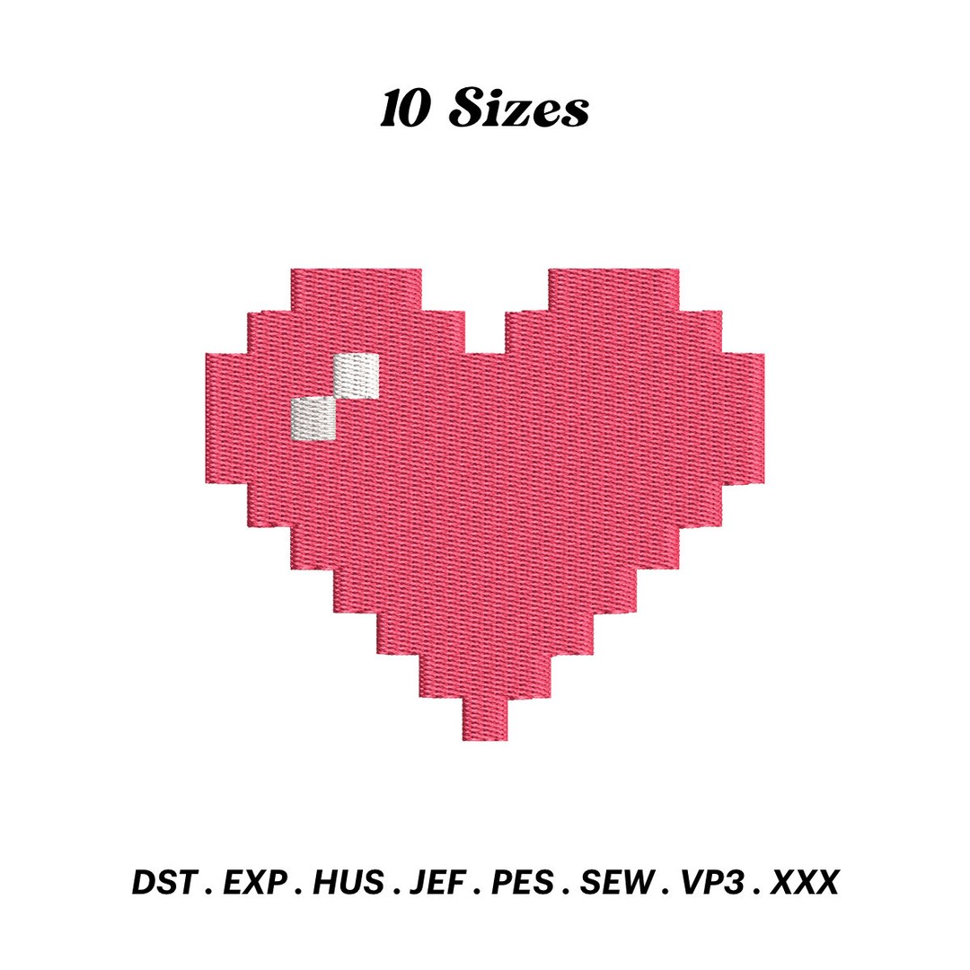 Pixelated Heart Embroidery Design, Love Valentine's Day Embroidery ...