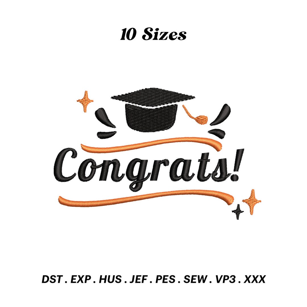 Congrats Graduation Cap Embroidery Design, Quotes Graduation Designs ...