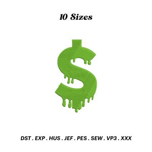 Melting Dollar Embroidery Design: St Patrick's Day Money (digital ...