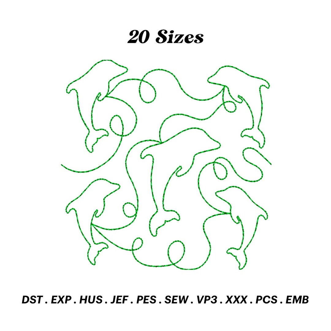 Dolphin Quilt Embroidery Design: Aquatic Animal Pattern (20 Sizes) - Etsy
