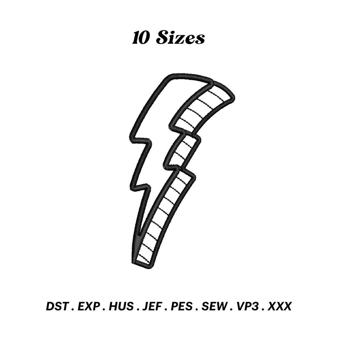 Lightning Embroidery Design, Bold Embroidery, Thunder Machine Design ...