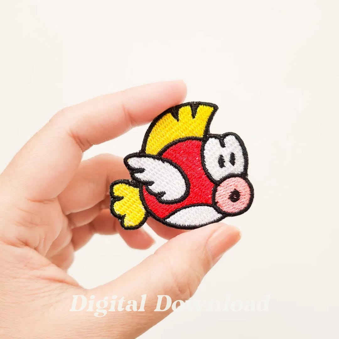 Flying Pufferfish Embroidery Design: Game Character Patch (digital ...