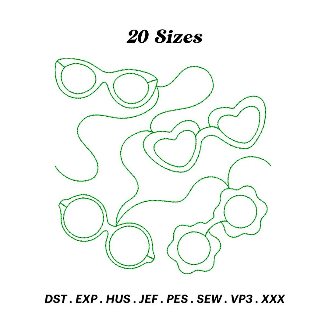 Sunglasses Quilt Embroidery Design, Love Glasses Quilt Block Embroidery ...