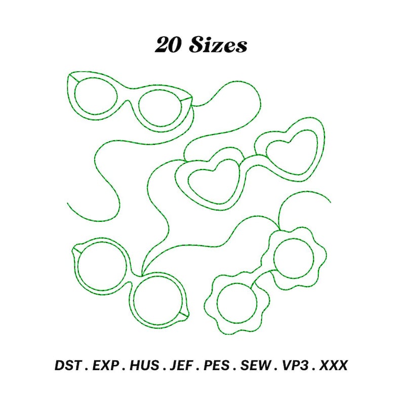 Sunglasses Quilt Embroidery Design: Floral Summer Glasses (instant ...