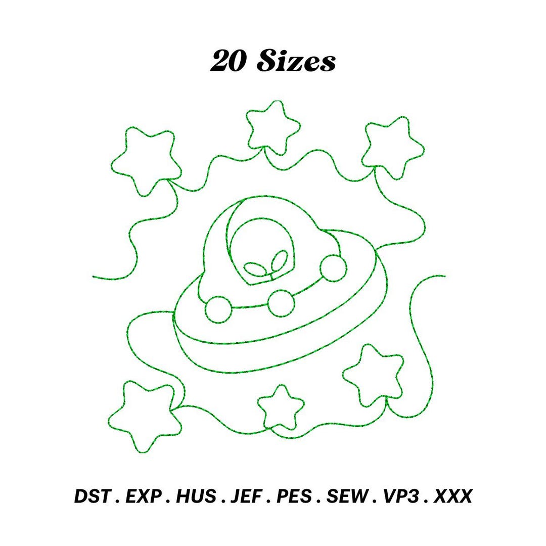 Alien in UFO Quilt Embroidery Design, Alien in UFO Quilt Block Pattern ...