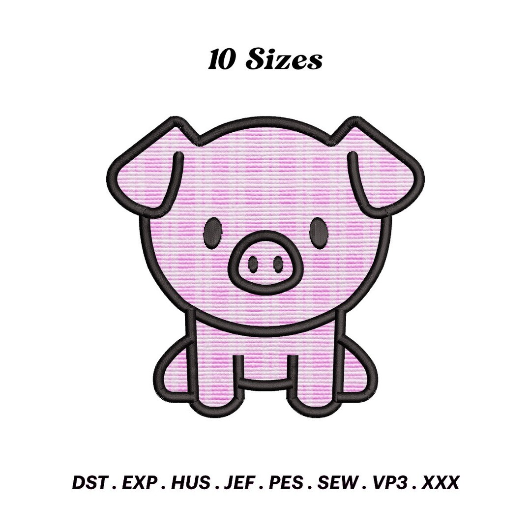 Pig Applique Embroidery Design, Piglet Applique, Cute Pig Applique ...