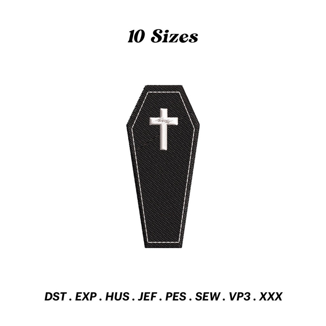 Coffin Embroidery Design, Halloween Embroidery, Gothic Pattern, Vampire ...