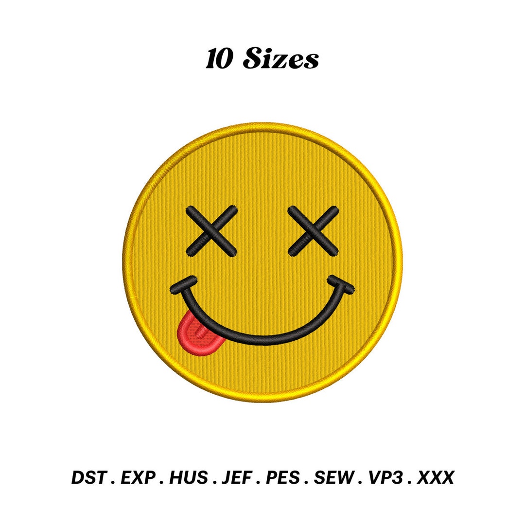 Dead Smiley Face Applique Embroidery Design, Retro Smile Stitching, Machine Embroidery Designs ...