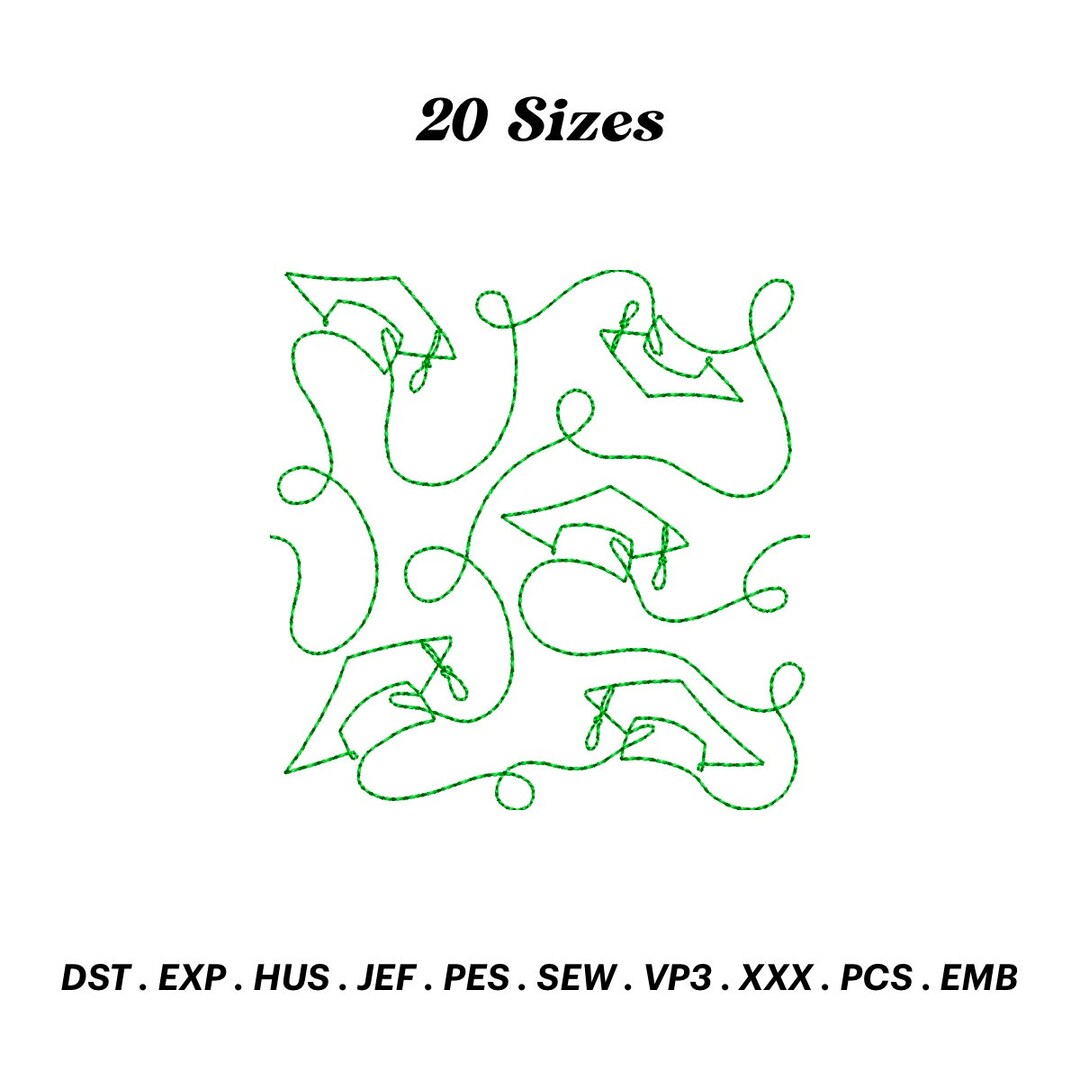 Graduation Cap Quilt Embroidery Design: Machine Embroidery File ...