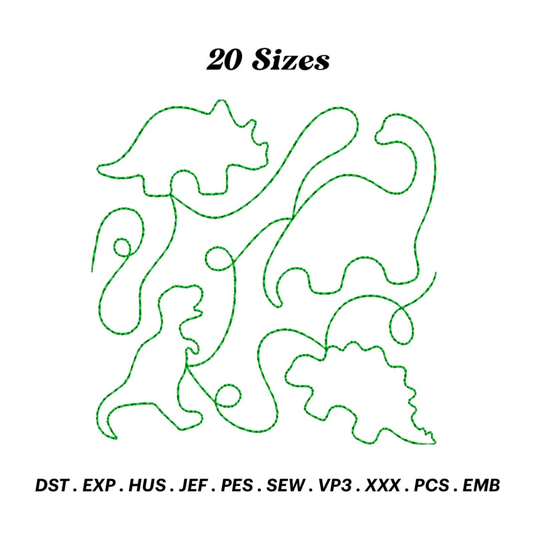 Dinosaur Quilt Embroidery Design: Baby Dino Edge-to-edge Pattern ...