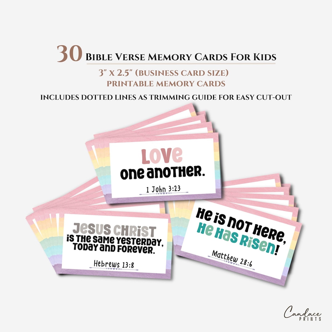30 Kids Bible Verse Memory Cards | Scripture Memorization | Bible Flash ...