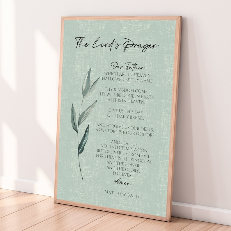 The Lord’s Prayer Matthew 6:9–13 Wall Art – Printable Sage Green Bible ...