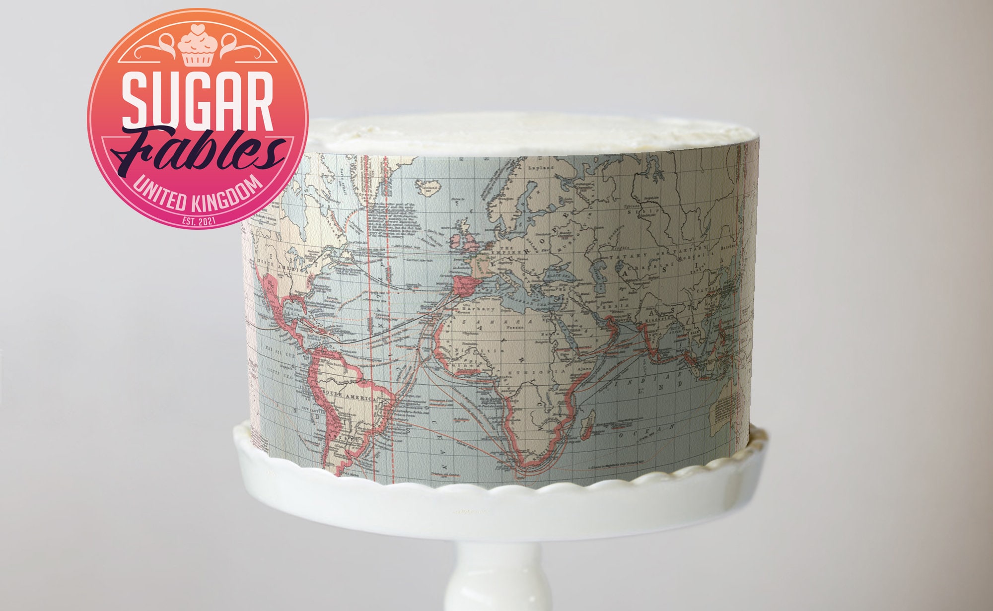World Map Globe Trotter Edible Image Cake Wrap Icing Sheet | Etsy UK