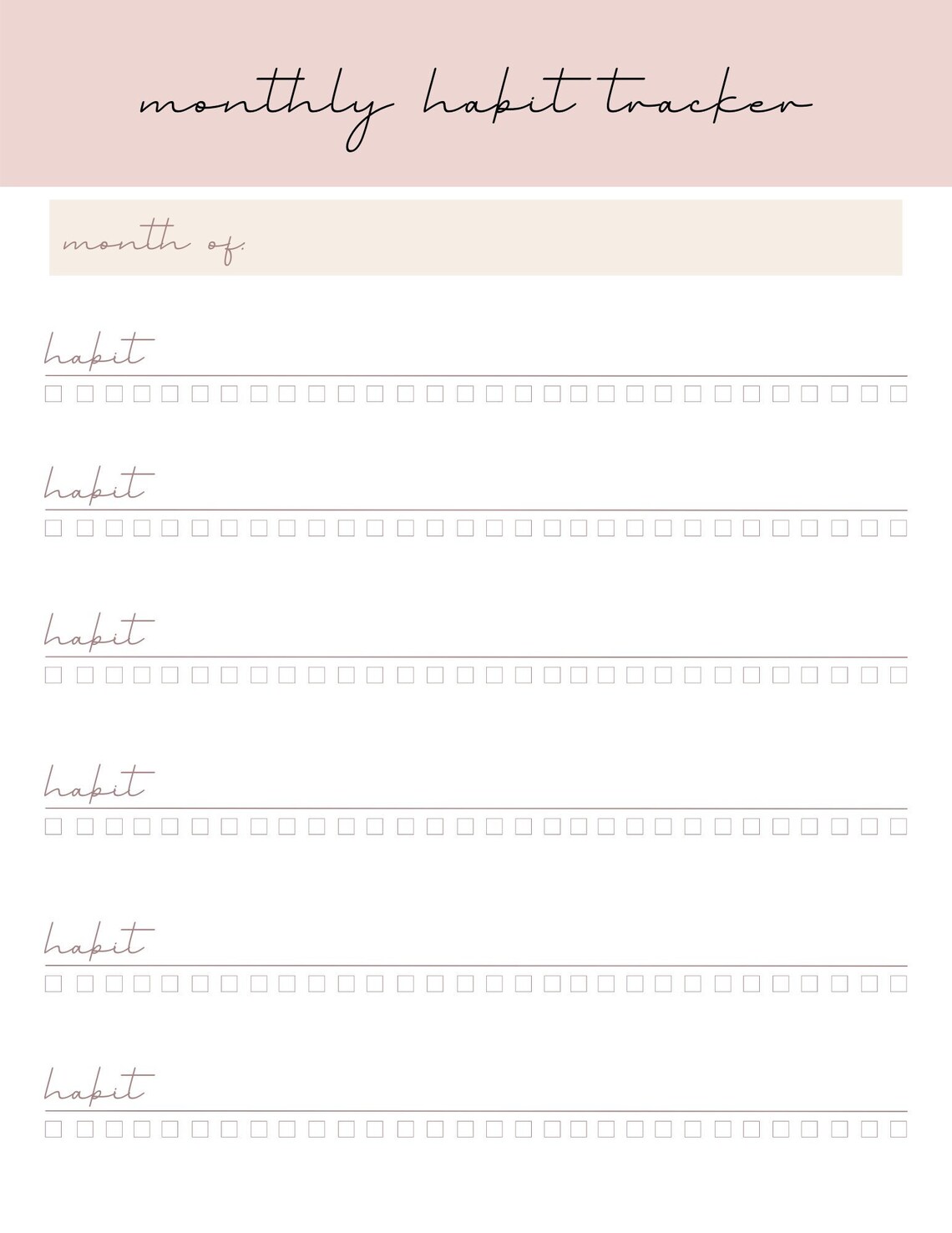 Monthly Habit Tracker | PDF | Instant Download | Habit Log | Printable ...