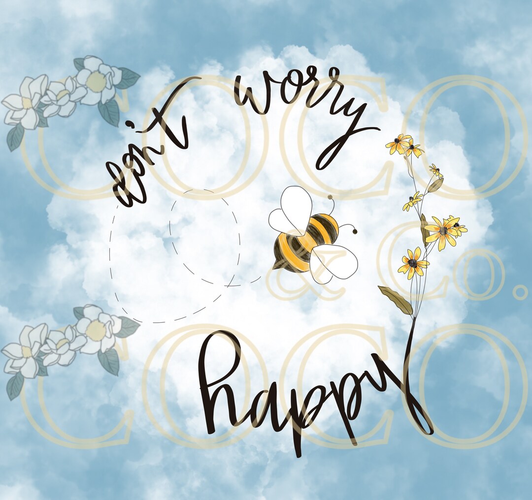 Bee Happy Printable, Instant Download, Sublimation, Waterslide, Sticker ...