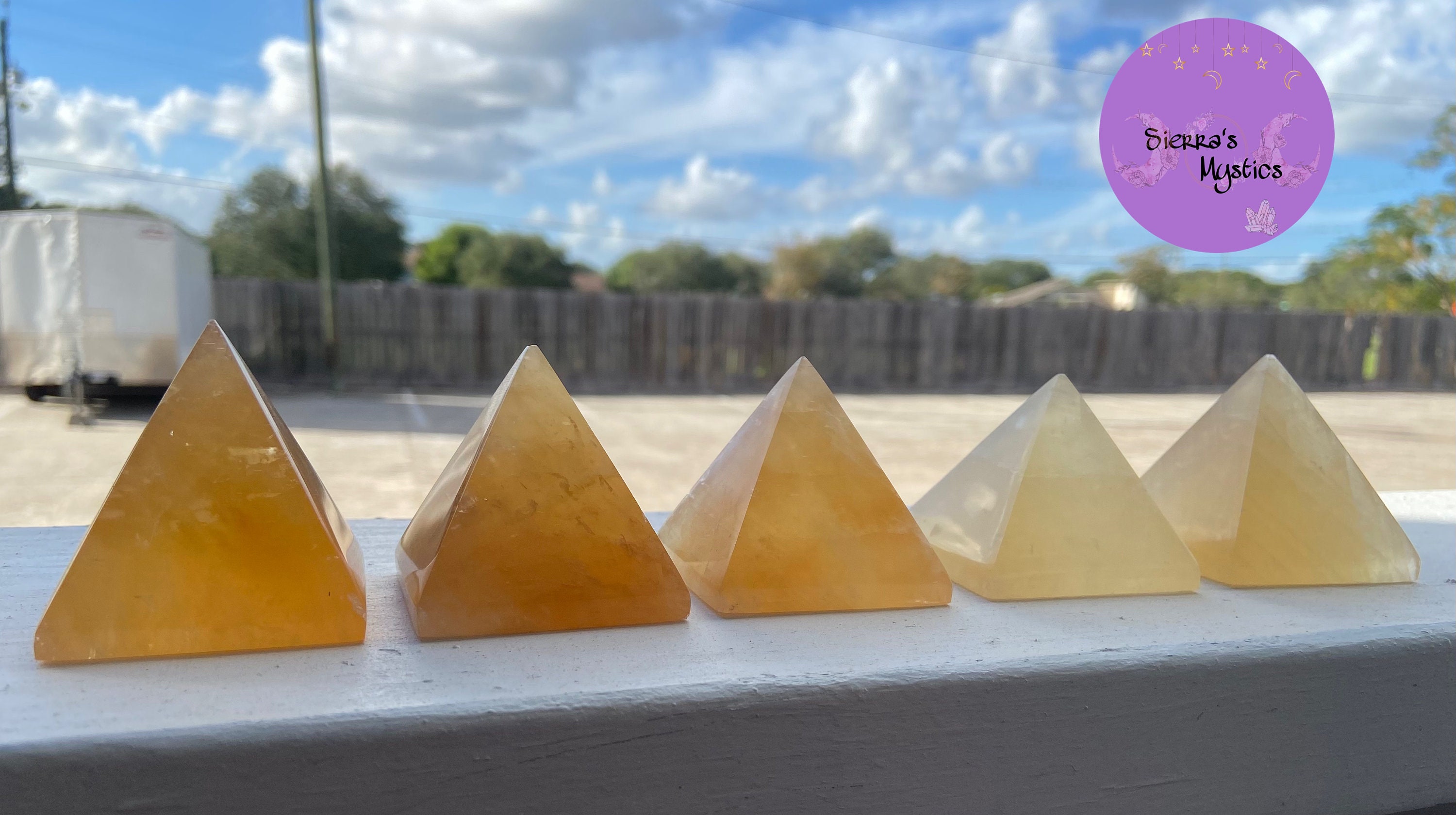 Light Dark Honey Calcite Crystal Pyramid Carvings - Etsy