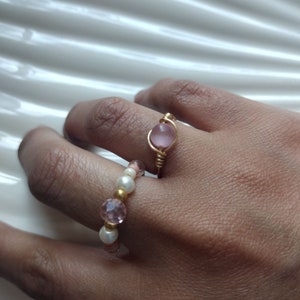 Cute Pink Wrapping Wire Ring, Set of 2 Cute Rings, Bubble Gum Pink ...