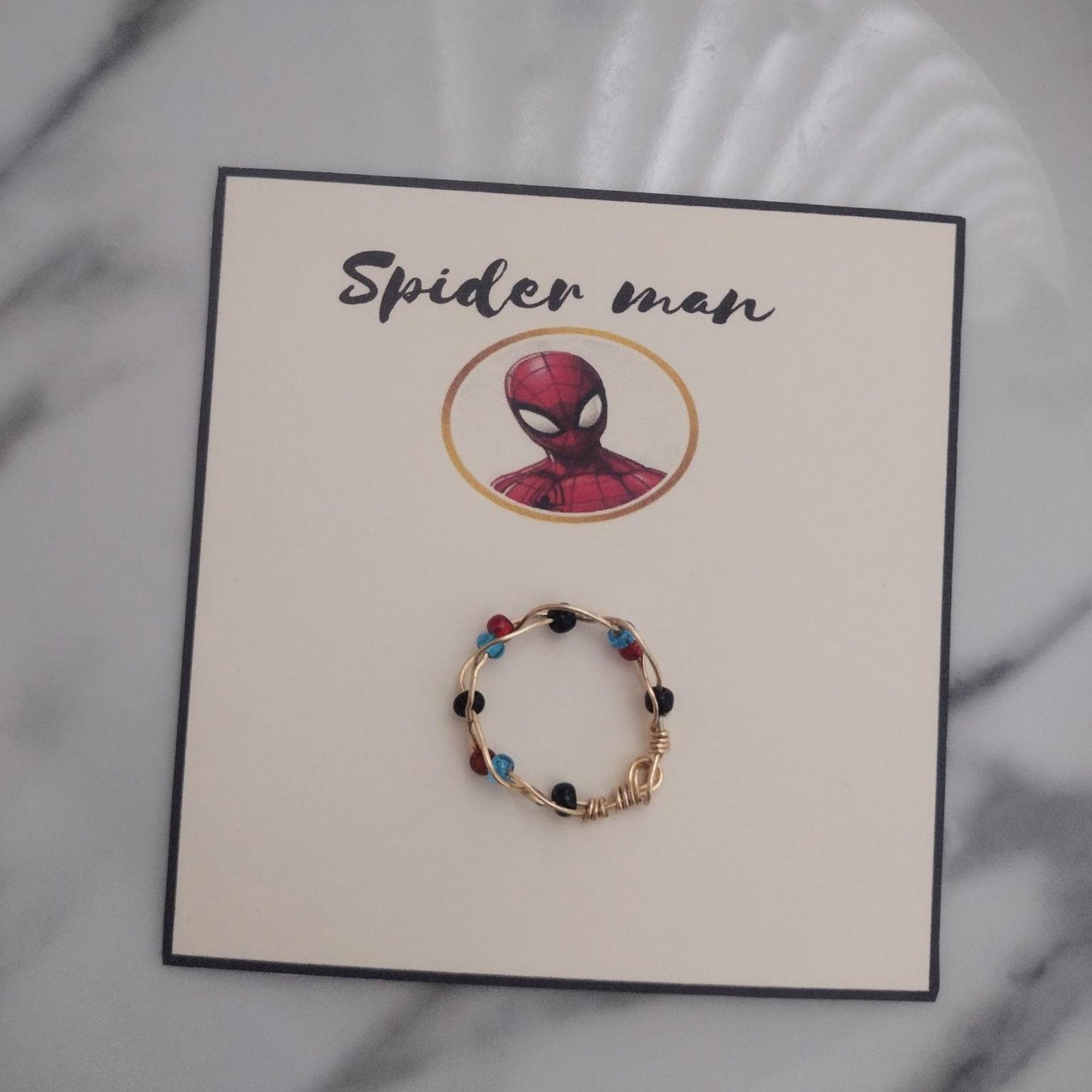 Spider-man Inspired Ring, Spider Man Beaded Ring, Peter Parker Ring ...