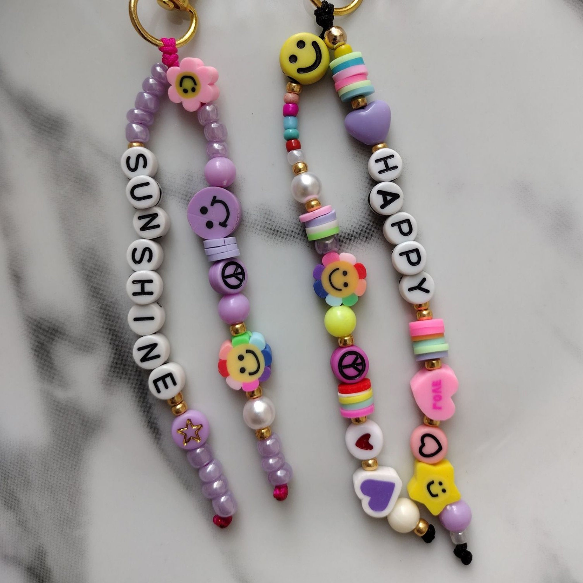 Y2k Beaded Keychain, Seed Beads Keyring 90s 2000s Aesthetic Boho ...