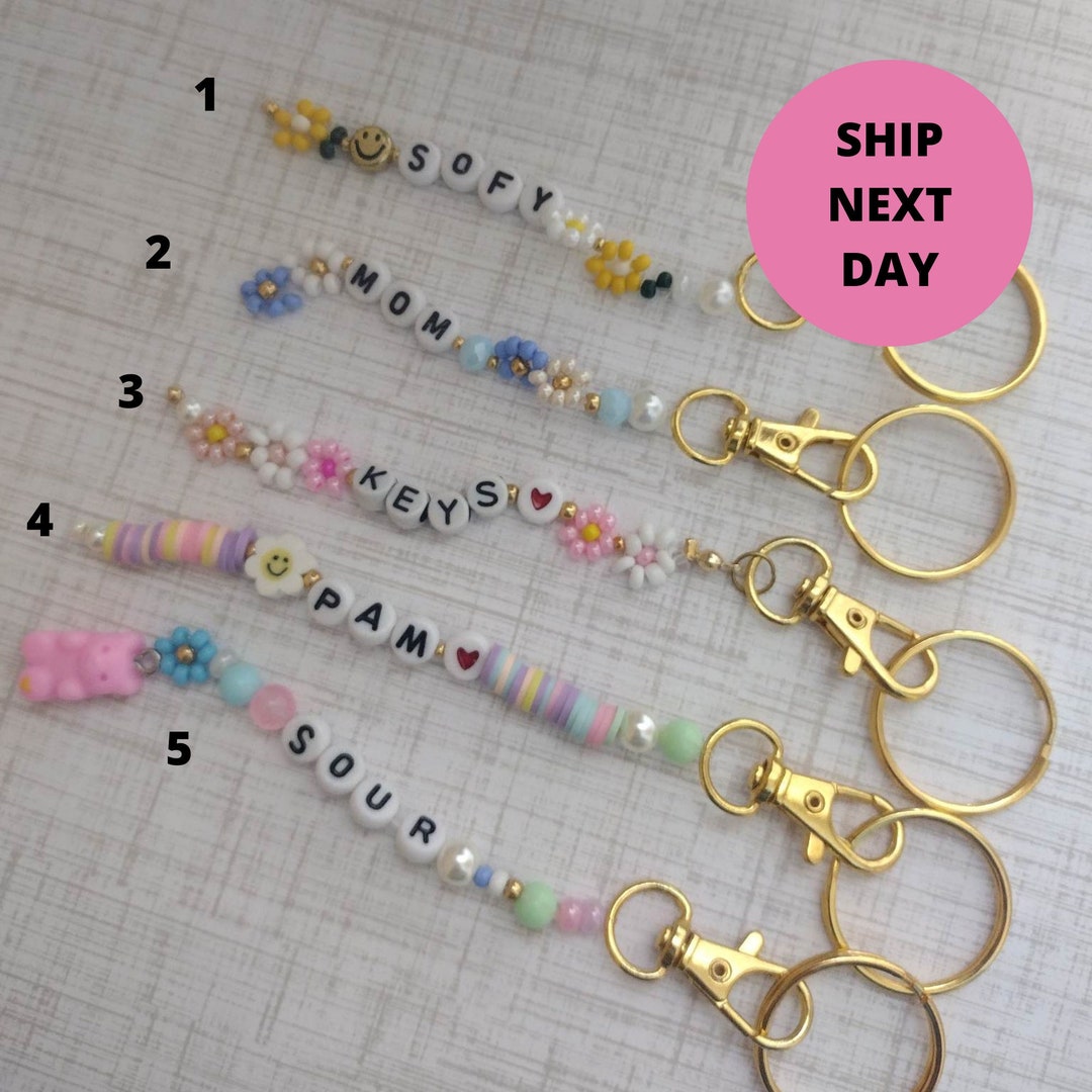 Keychain With Personalized Name, Keychain With Seed Beads, Boho ...