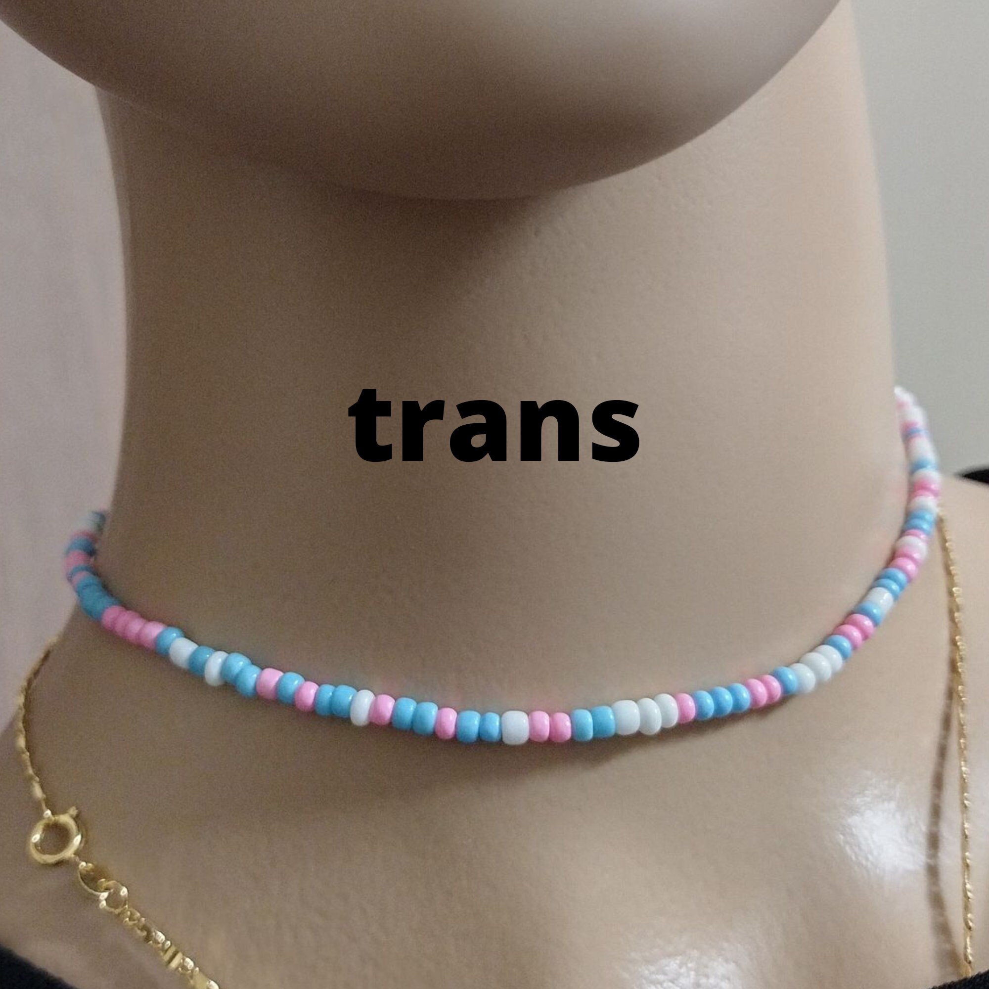 Necklace Seed Bead Pride Flags, Custom Pride Seed Bead Choker, LGBTIQQ Pride Choker, Bisexual ...