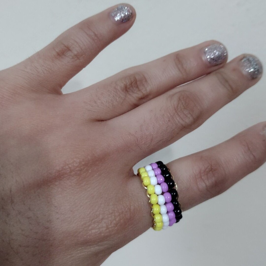 Non-binary Wire Ring, Non-binary Pride Flag Ring, LGBTQ Flag, Nonbinary ...