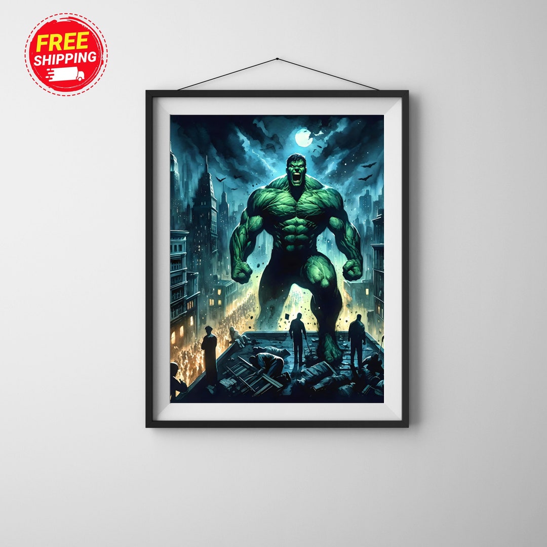 Big Hulk Illustration Print With Frame - Etsy