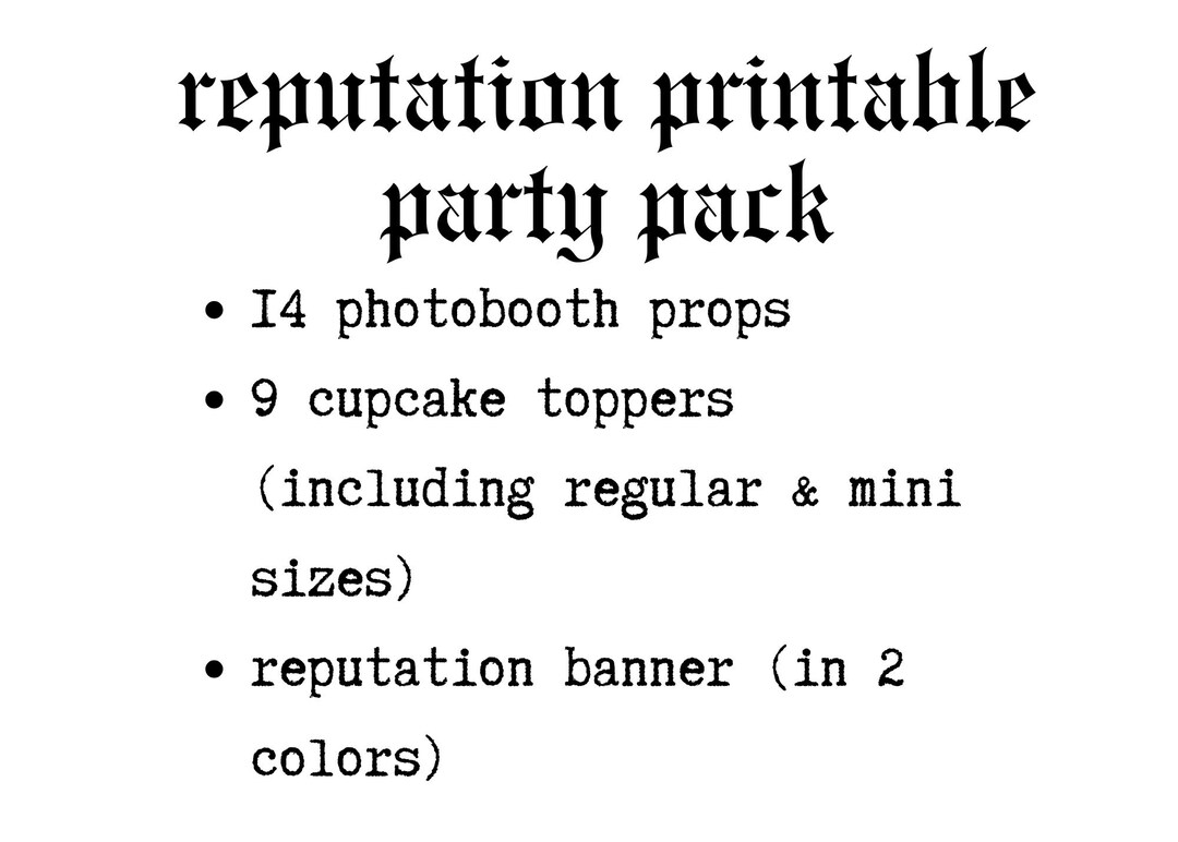 Reputation Printable Party Pack| Instant Download DIY Taylor Swift ...