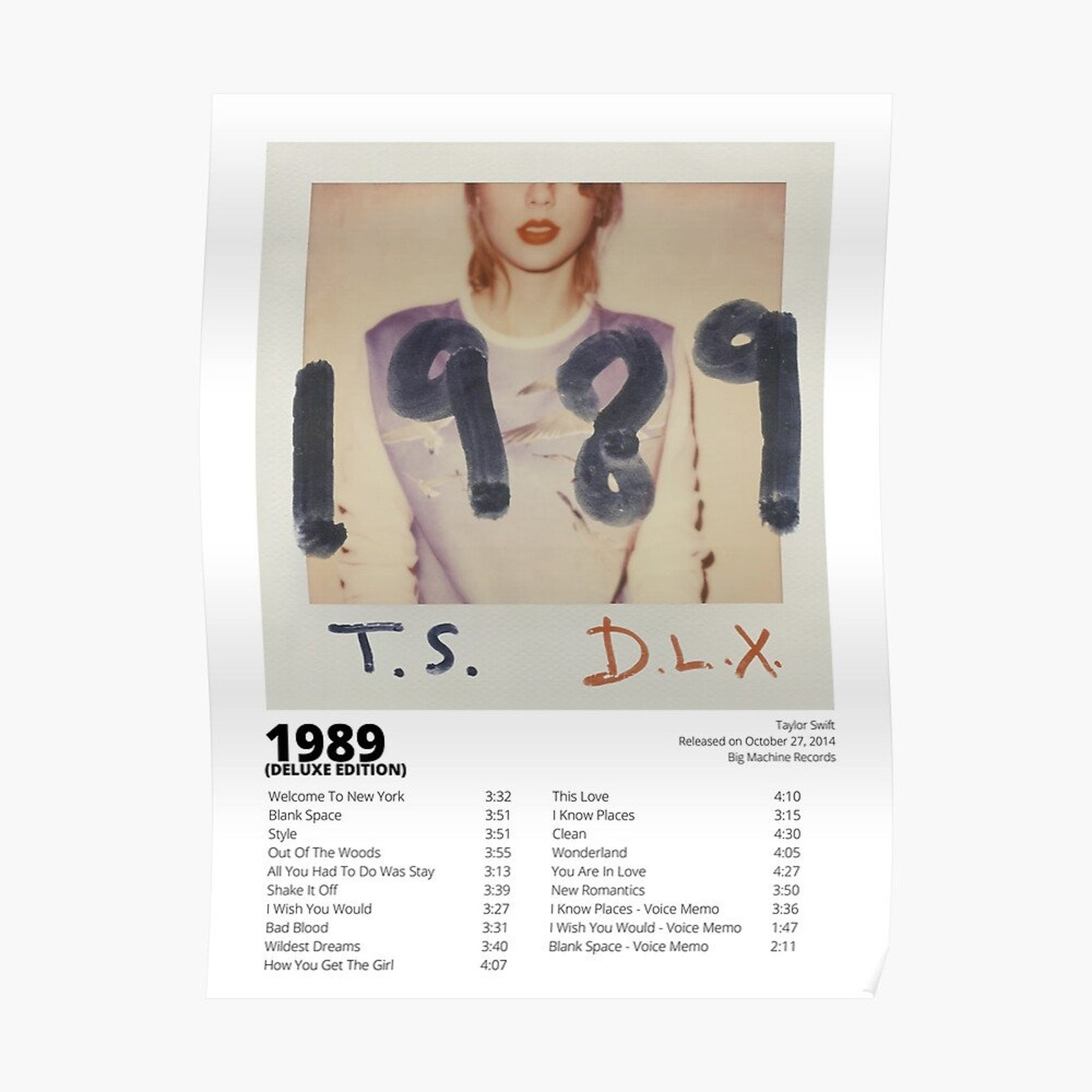 1989 Deluxe Taylor Swift Album Poster Etsy