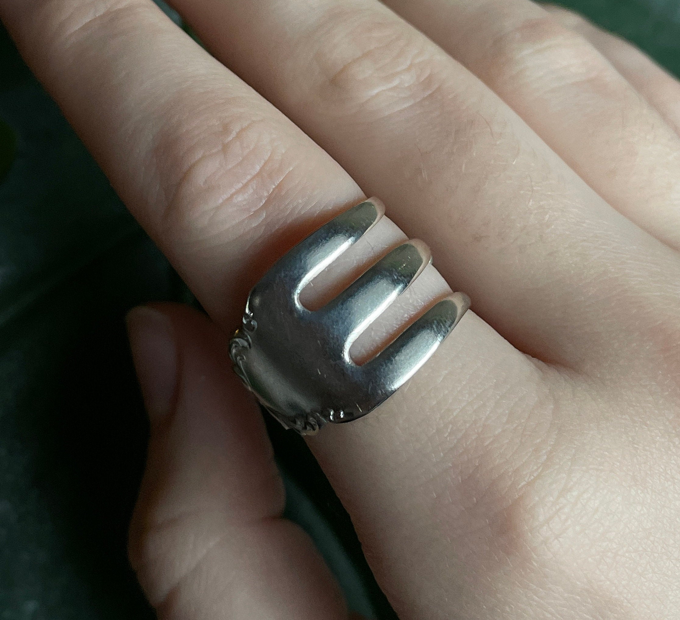 Ornate Silver Fork Ring - Etsy