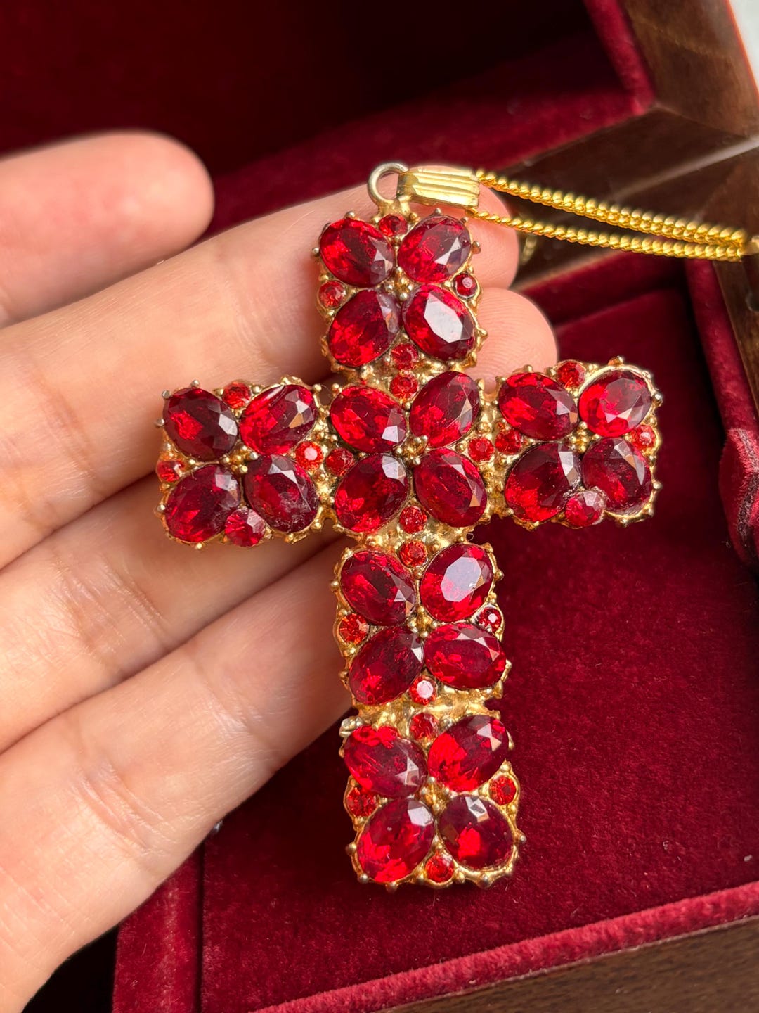 Red Cross Pendent Necklace - Etsy
