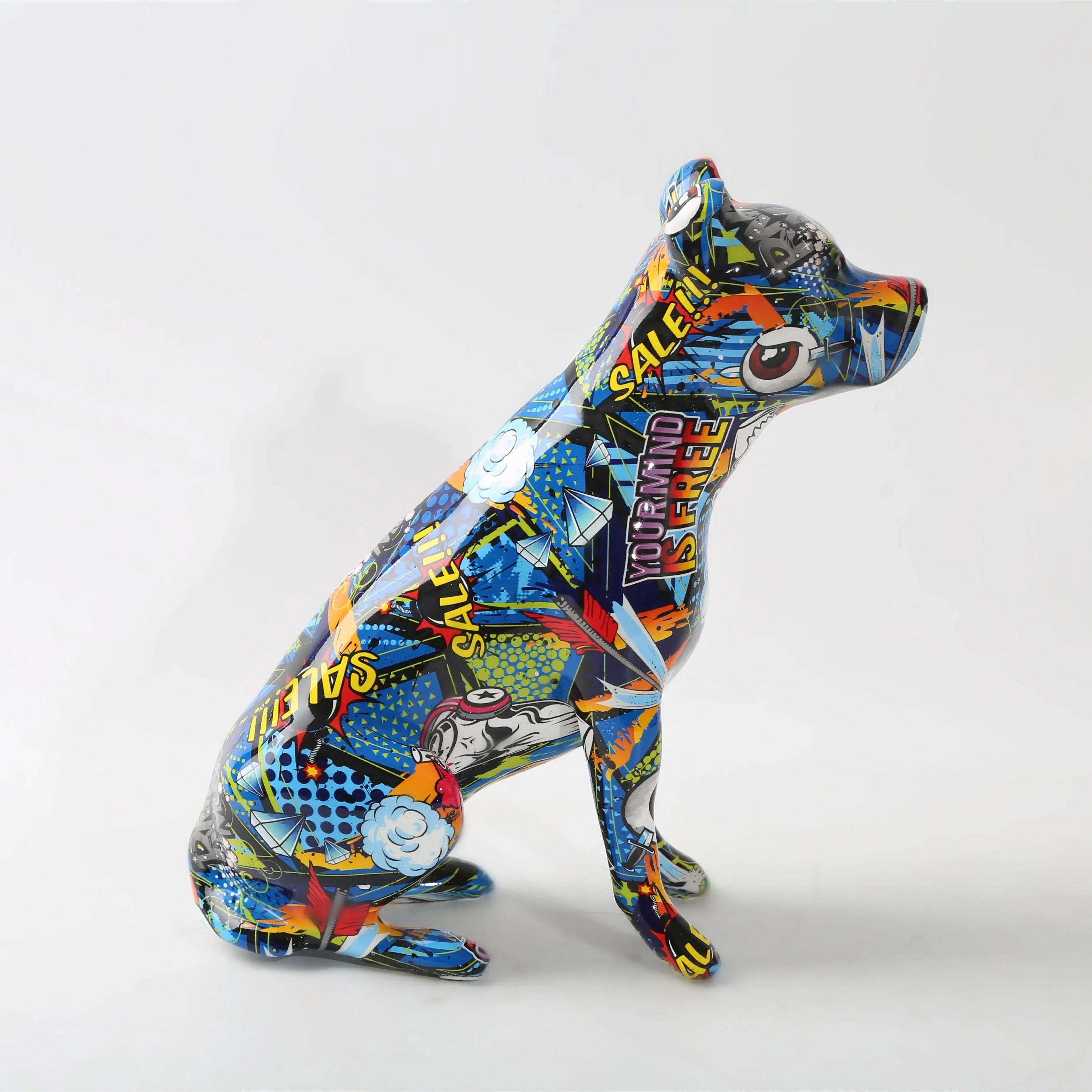 Graffiti Boxer Dog Statue: Street Art Resin Dog Decor - Etsy