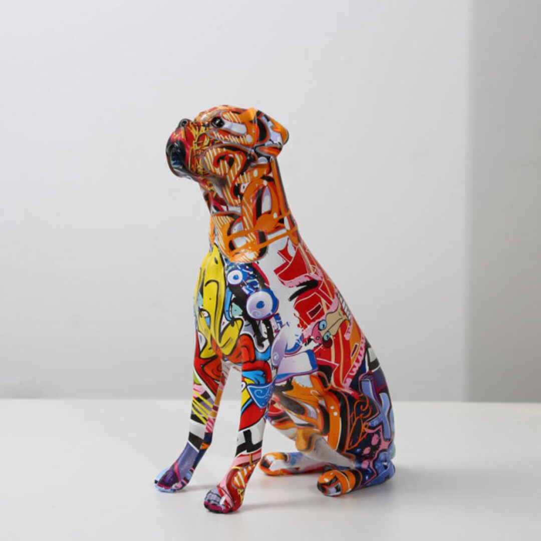 Graffiti Boxer Dog Statue: Street Art Home Decor - Etsy