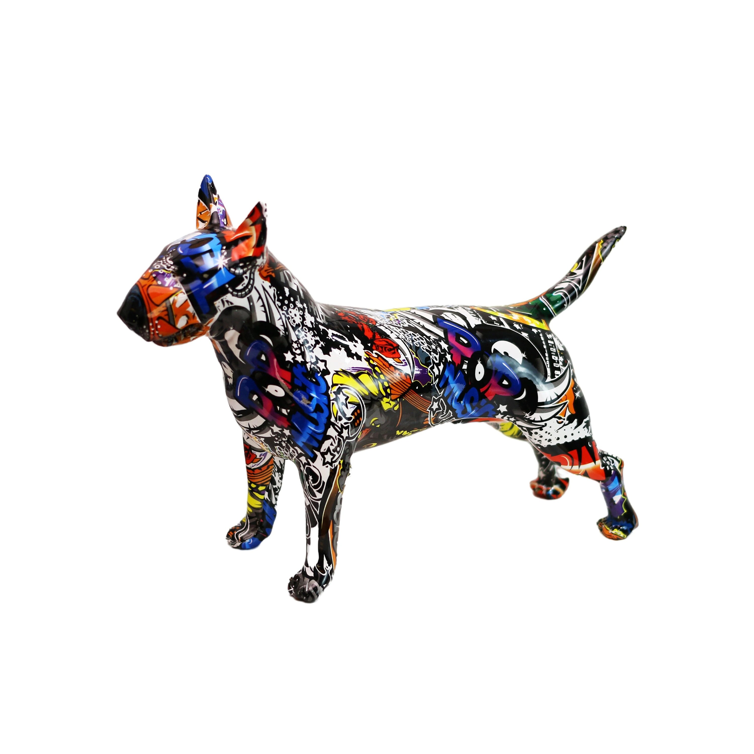 Graffiti Bull Terrier Statue, Street Art English Bull Terrier Mixes ...