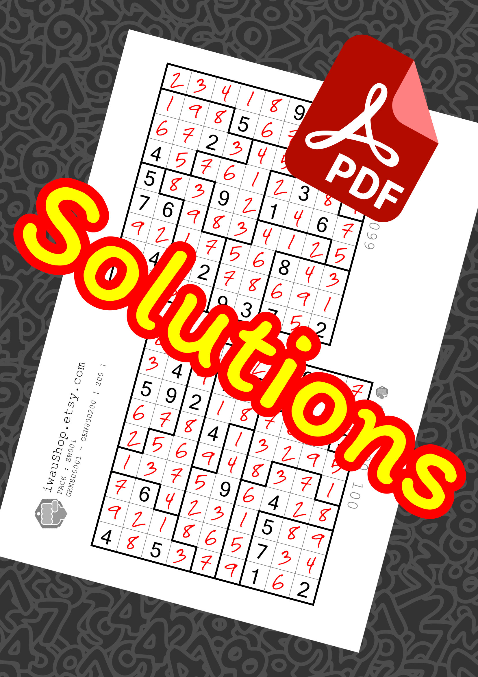 Hard [EW001] Random Region Shapes Sudoku 200 Tables With "guide" and ...