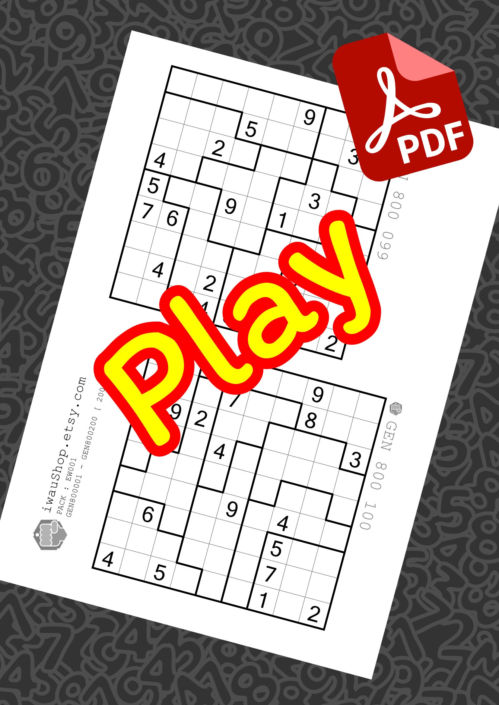 Hard [EW001] Random Region Shapes Sudoku 200 Tables With "guide" and ...