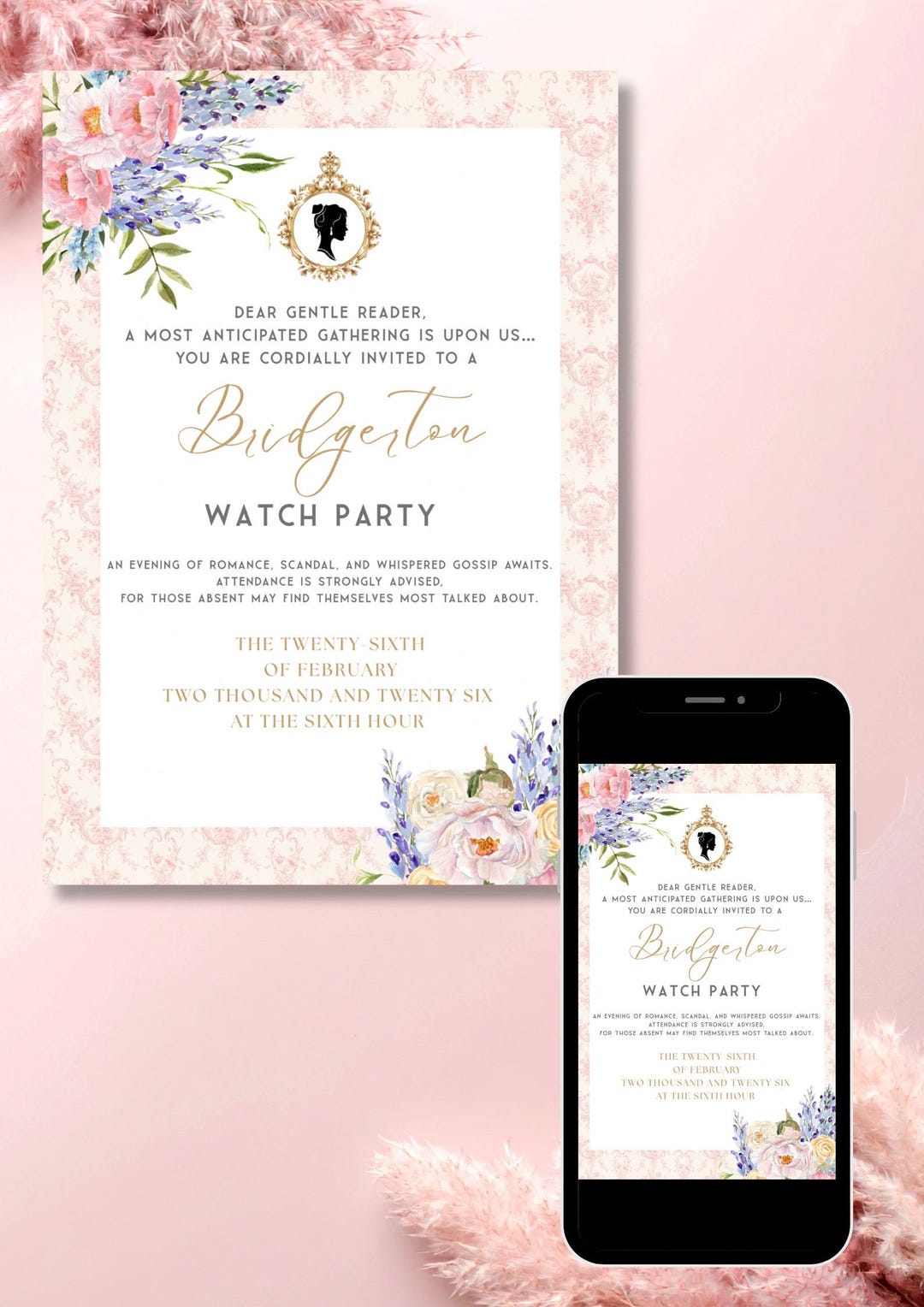 Bridgerton Watch Party Invitation Template | Regency Theme Party Invite ...