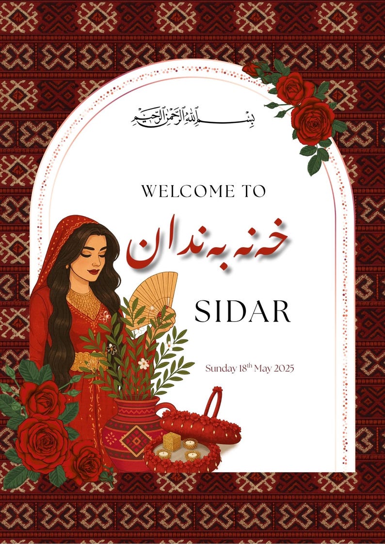 Custom Digital Wedding Sign – Kurdish Henna Night Theme - Etsy