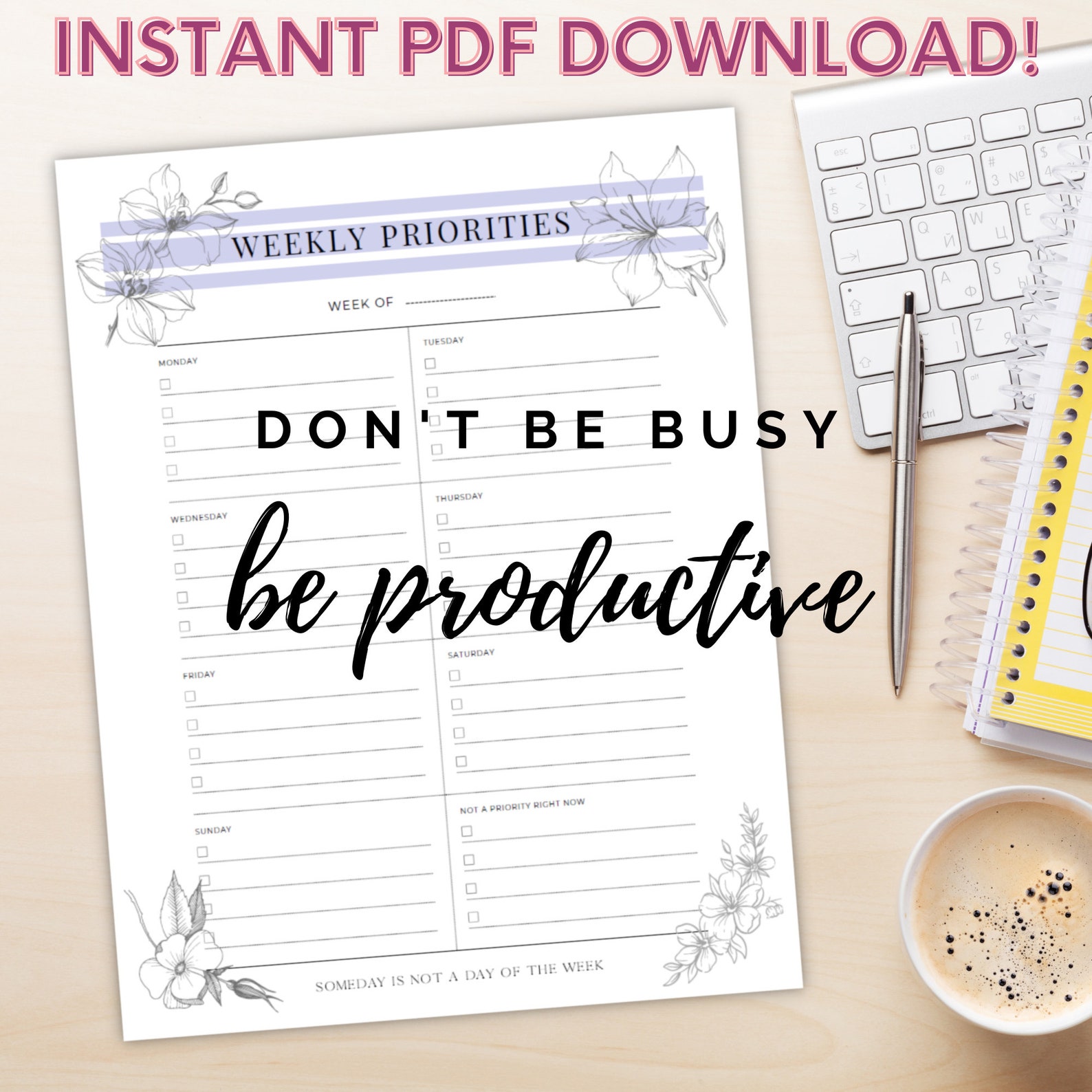 Weekly Priorities List | Printable | Daily | Weekly | Minimalist ...