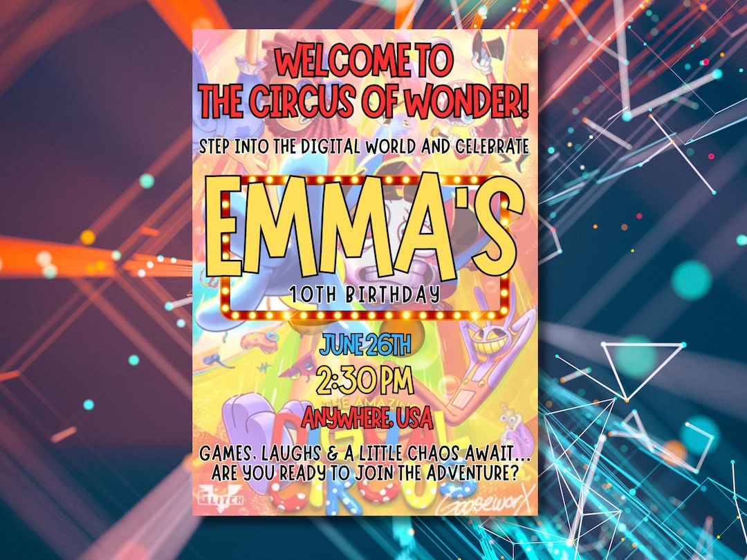 The Amazing Digital Circus Birthday Invitation | Editable Canva ...
