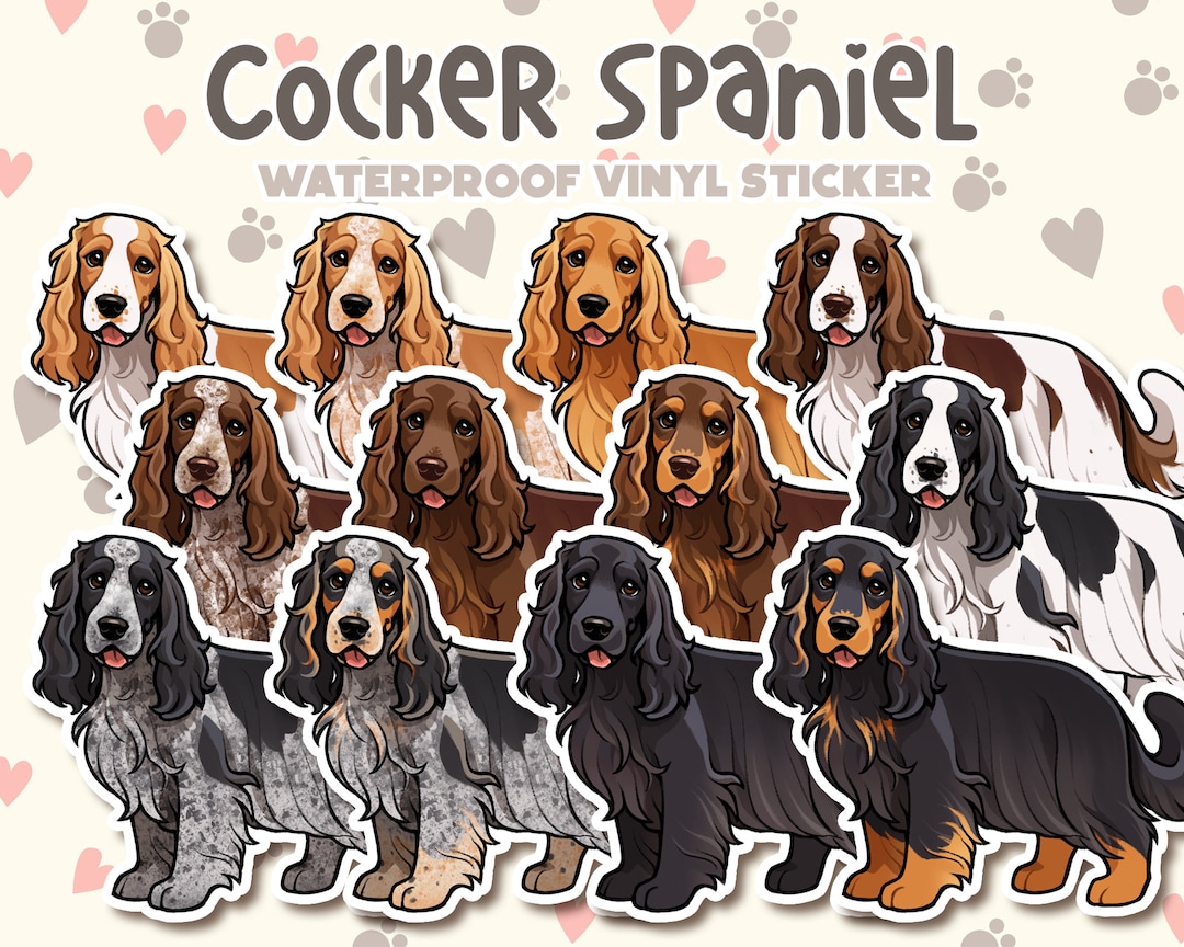 Dog Sticker | Cocker Spaniel Sticker | Waterproof, Vinyl, Pet Lover Dog ...