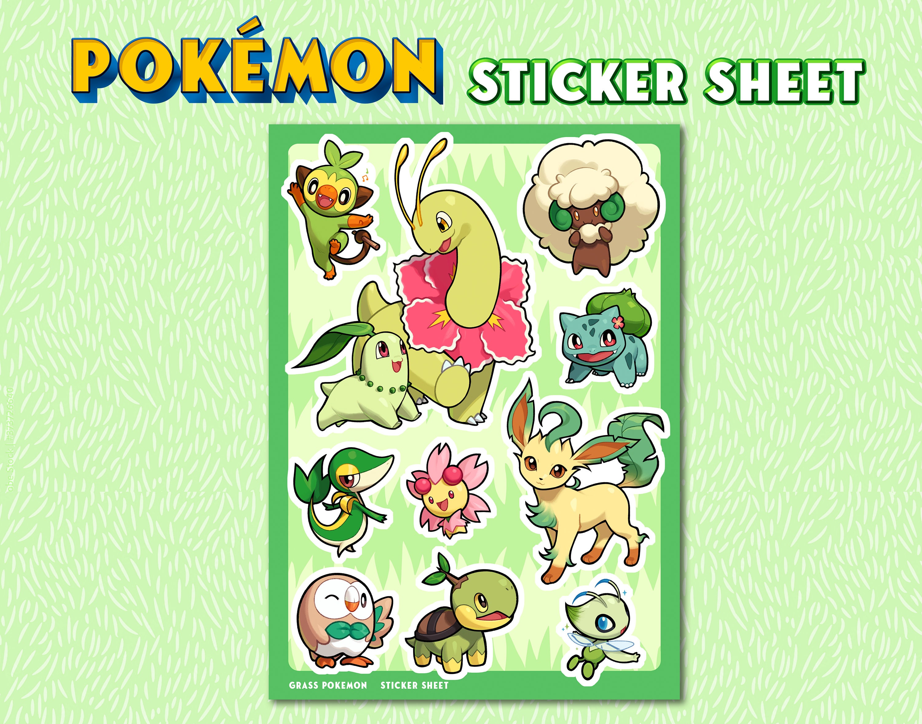 Pokemon Sticker Sheet - Grass Types - Etsy