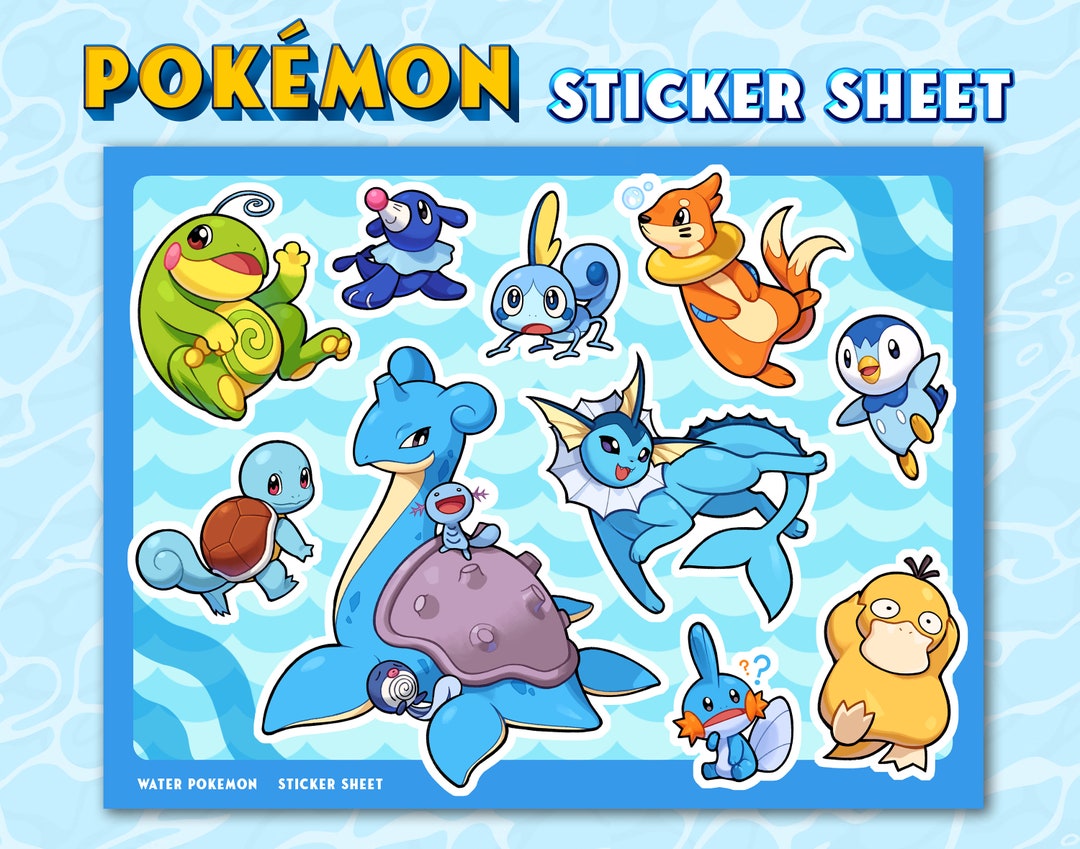 Pokemon Sticker Sheet - Water Types - Etsy