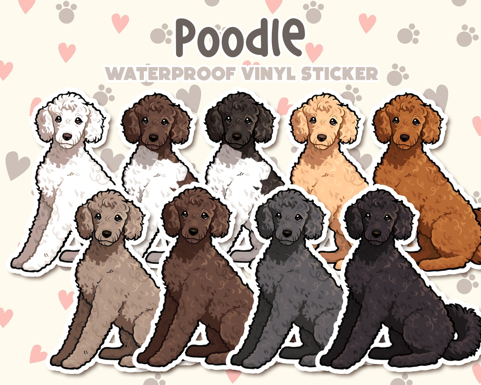 Dog Sticker | Poodle Sticker | Waterproof, Vinyl, Pet Lover Dog Breed ...