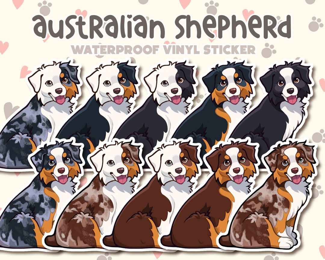 Dog Sticker | Australian Shepherd Sticker | Waterproof, Vinyl, Pet ...